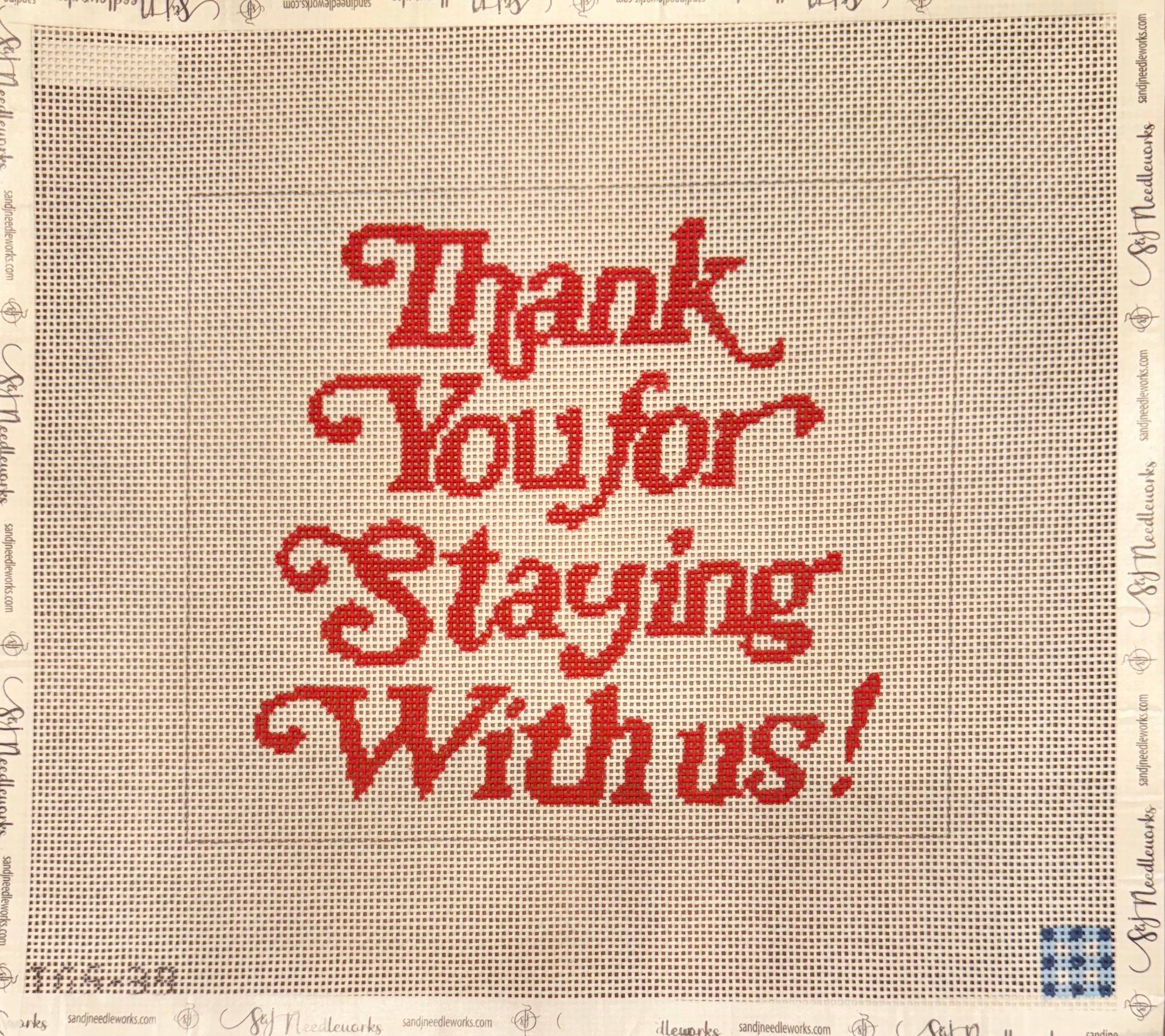 Thank you for staying with us - The Gingham Stitchery - Needlepoint ...